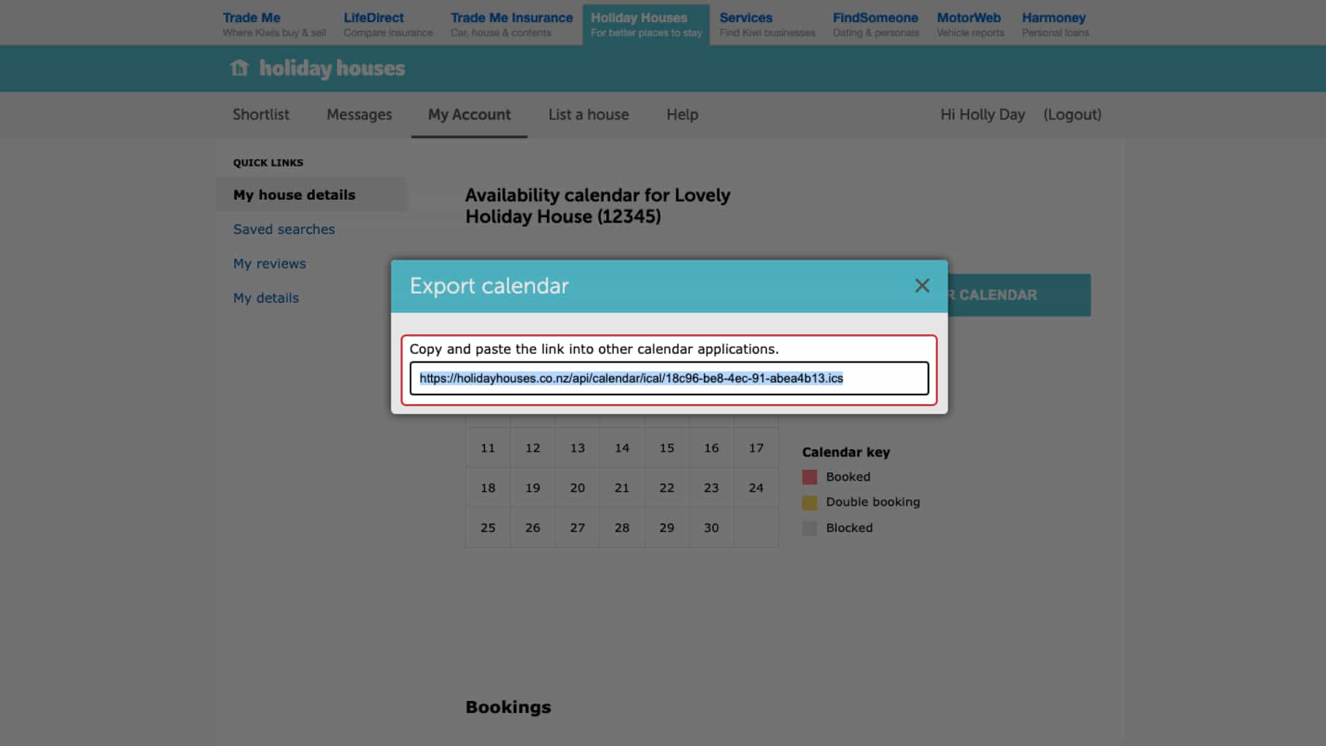 Booking Calendar Holiday Houses